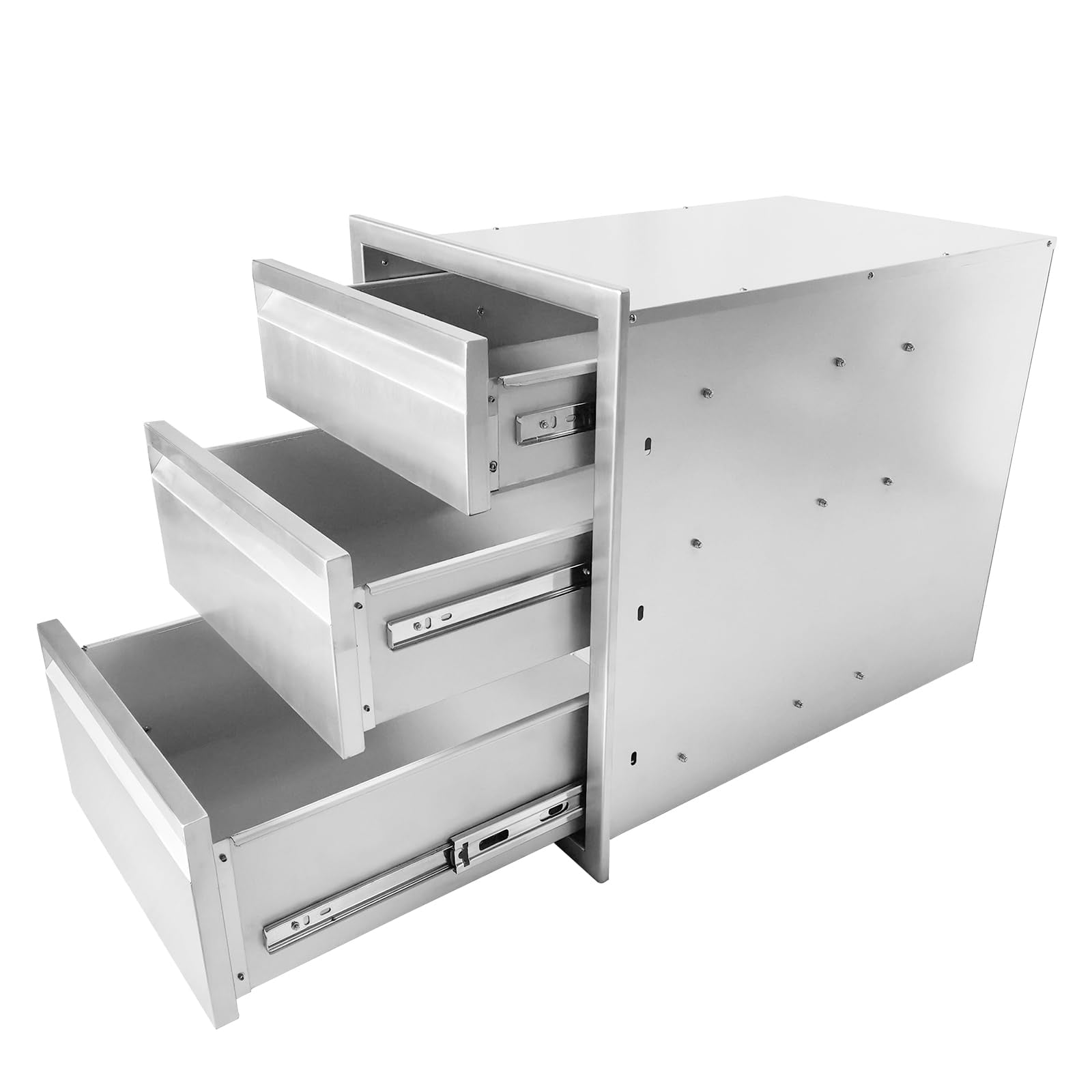Outdoor Kitchen Drawers, Stainless Steel 3-Drawer BBQ Drawer, Enclosed ...