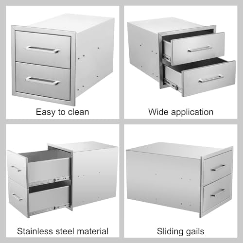 Outdoor Kitchen Drawers,Stainless Steel BBQ Drawer, 14" W x 15" H x 23 ...