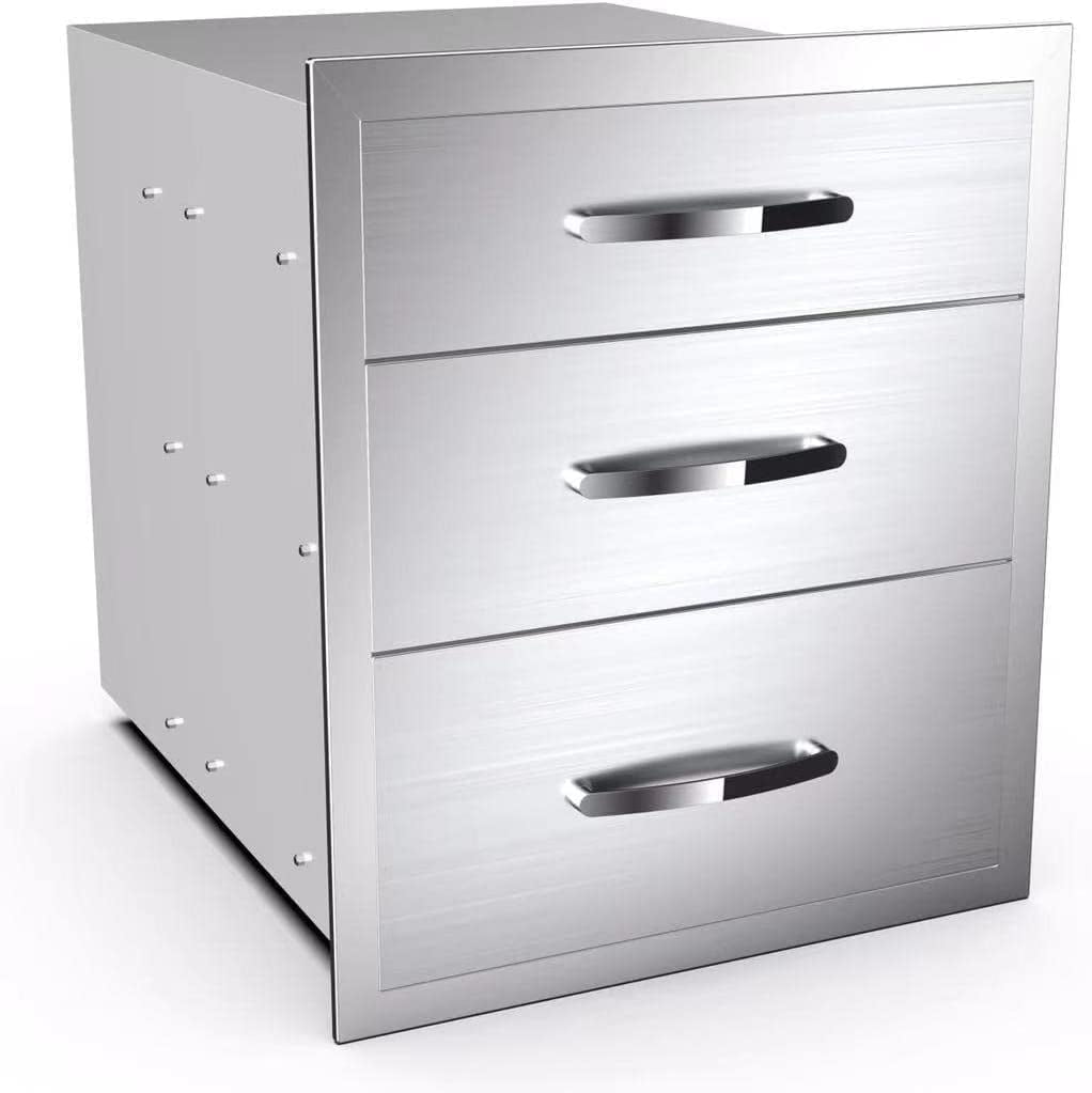 Outdoor Kitchen Drawers Stainless Steel Triple Drawer,18" W x 21" H x ...