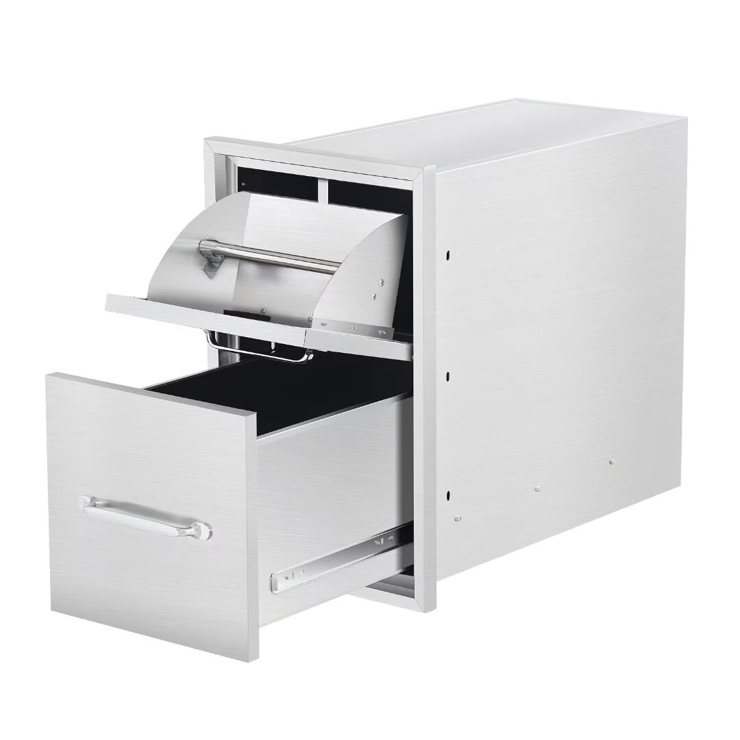 Outdoor Kitchen Drawers with Paper Towel Holder, Stainless Steel Flush ...