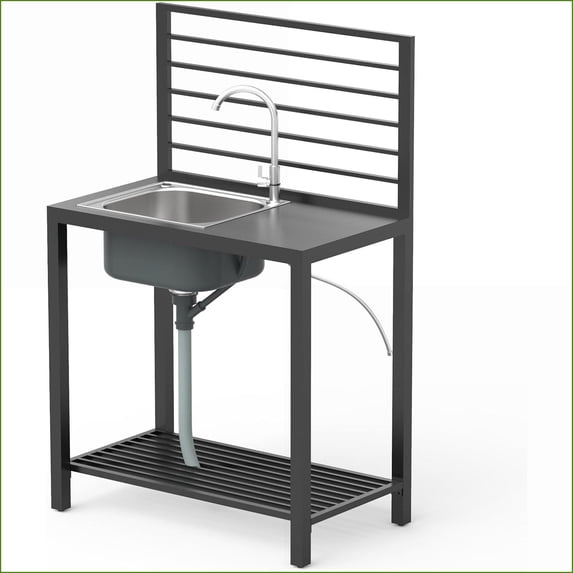 Outdoor Kitchen Island with Storage, Stainless Steel Sink & Faucet ...