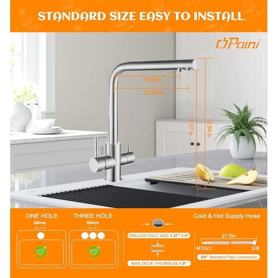 Outdoor Kitchen Sink Faucet, Two-Handle High Pressure Stainless Steel ...