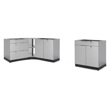 32 in. Stainless-Steel Outdoor Kitchen Cabinet with Three Drawers (KM ...