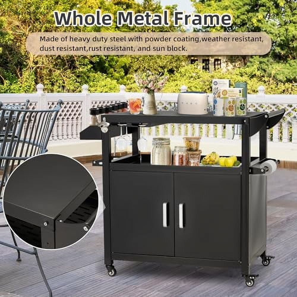 Outdoor Kitchen Storage Cabinets Island with Wheels Kitchen Prep Tables ...