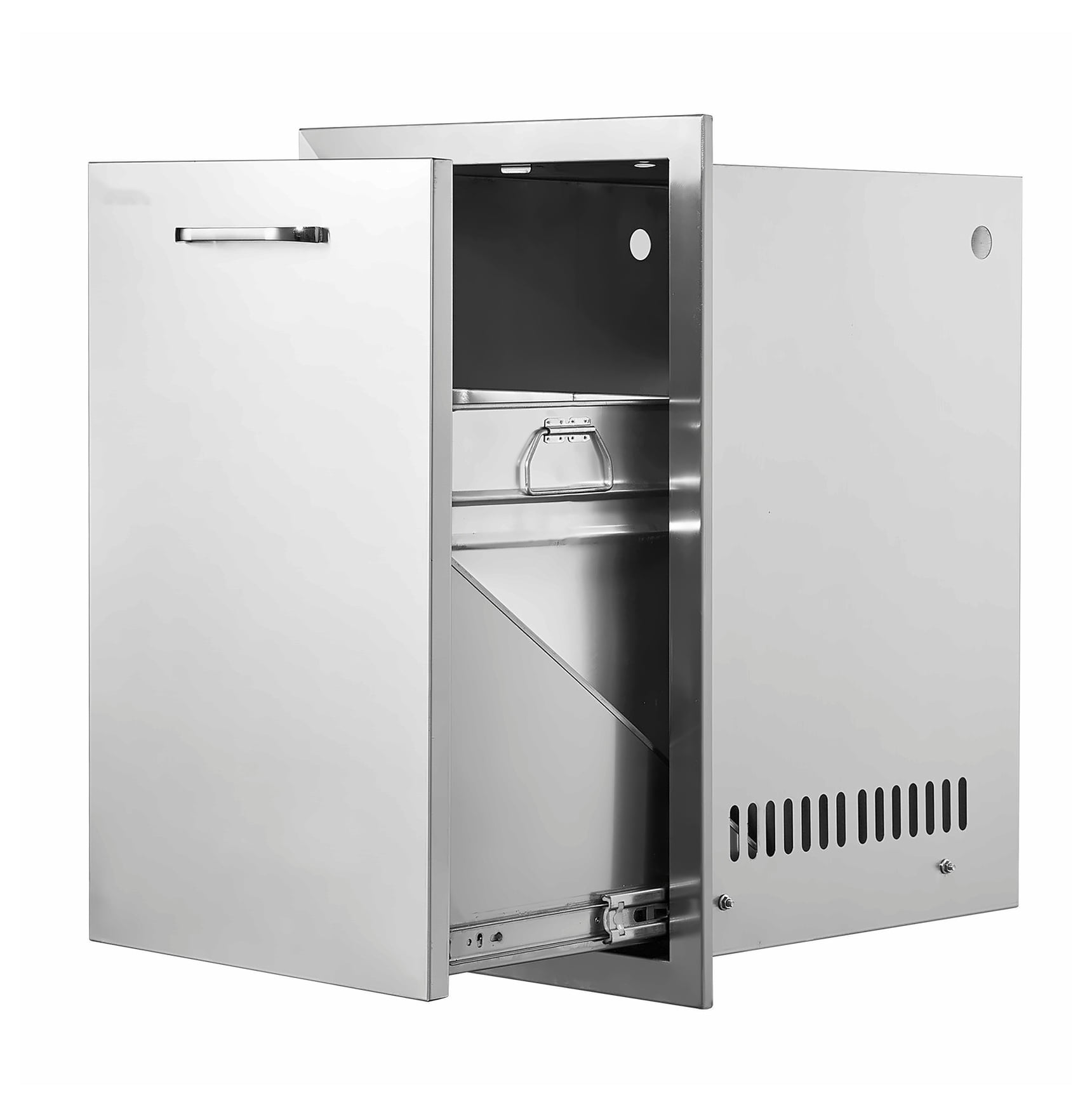 Outdoor Kitchen Trash Drawer, 16"W x 24.4"H x 16"D Stainless Steel Pull ...