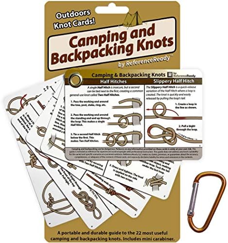 Outdoor Knots - Waterproof Knot Tying Cards with Carabiner - Includes ...