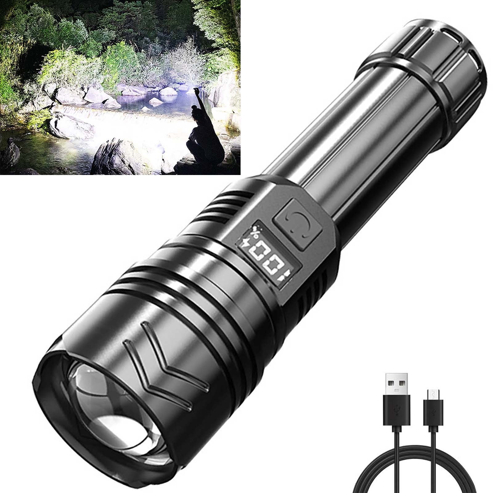 Outdoor LED Flashlight | Long Range Rechargeable | 25W Quad Core High ...