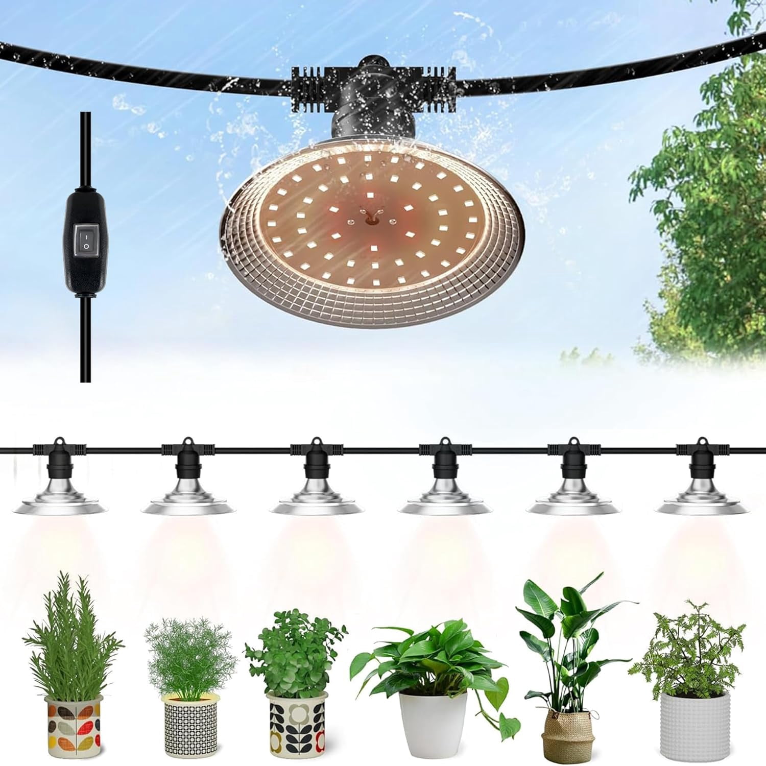 Outdoor LED Grow Light, Waterproof String Plant Growing Light, 21 FT ...