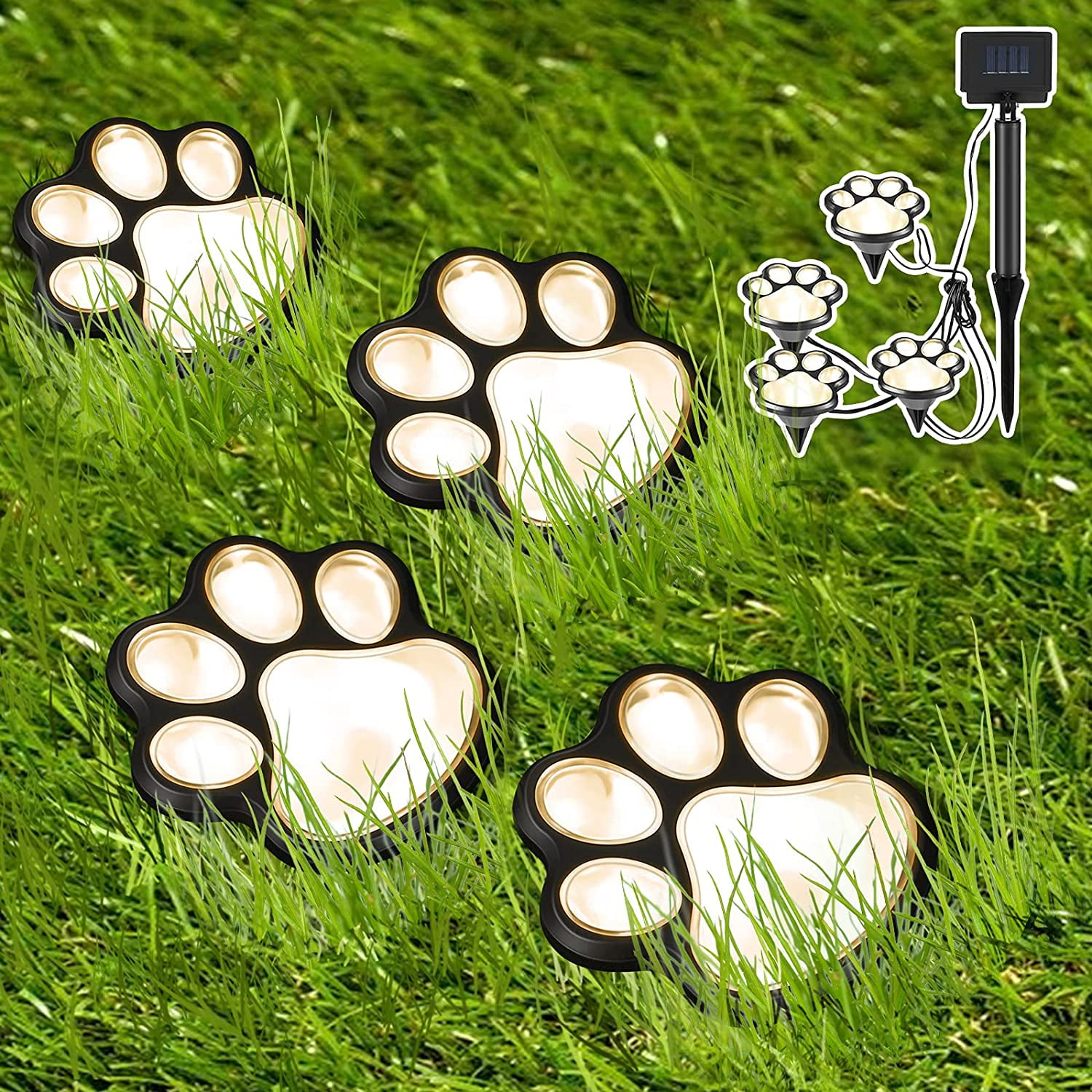Outdoor LED Paw Solar Decor Lamp Solar Dog Cat Animal Paw Print Lights ...