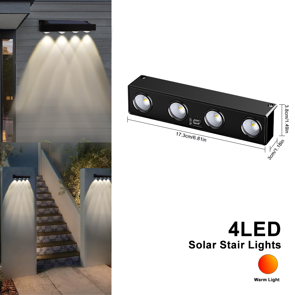 Outdoor LED Solar Wall Sign Light Garden Landscape Light 4/6/8 LED Waterproof Bright Solar ...