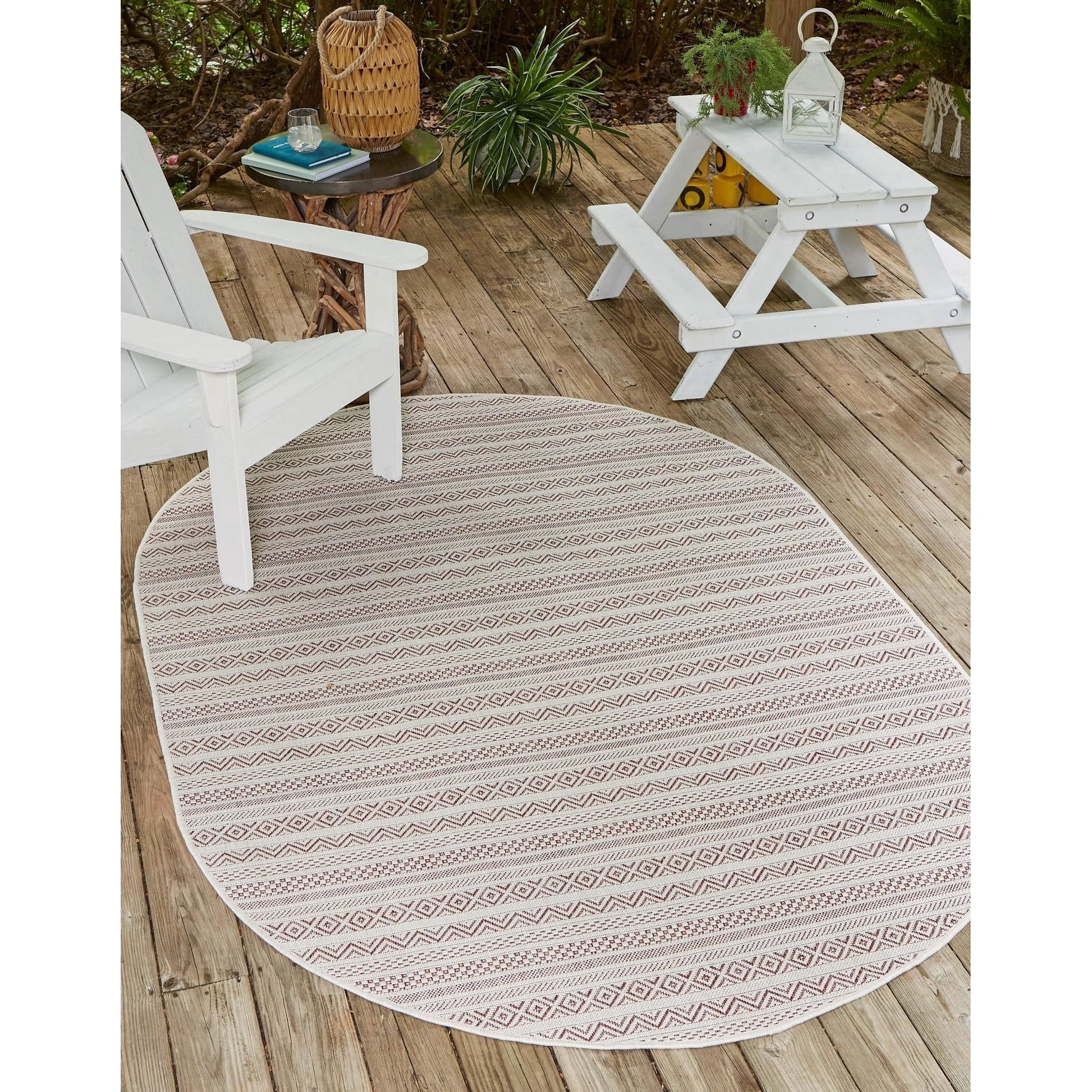 Outdoor Laaset Collection Area Rug Red - 7'10"x10' Oval - Walmart.com