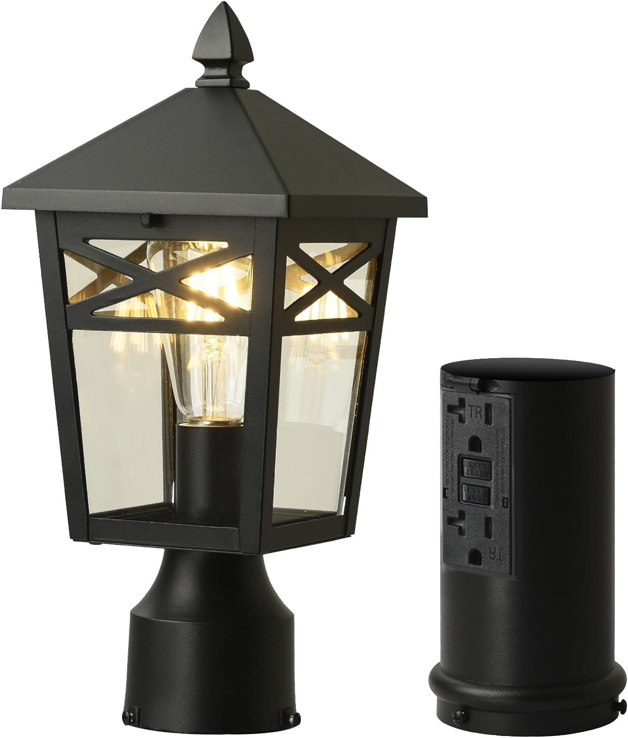 Outdoor Lamp Post Light, Dusk to Dawn Post Light, Post Fixture with ...