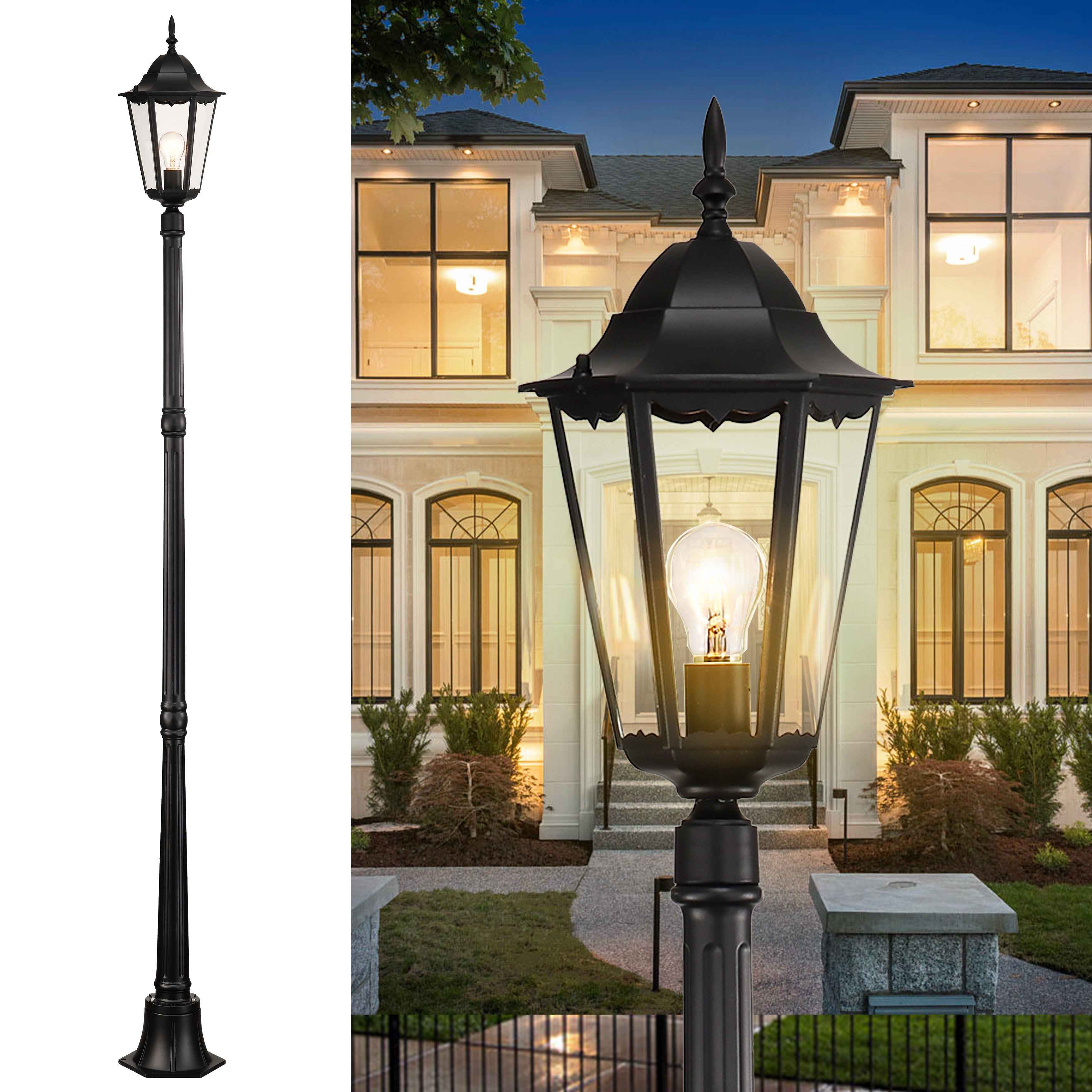 Outdoor Post Lights Lamp Post Light Fixtures 1-Pack Glass Shade ...