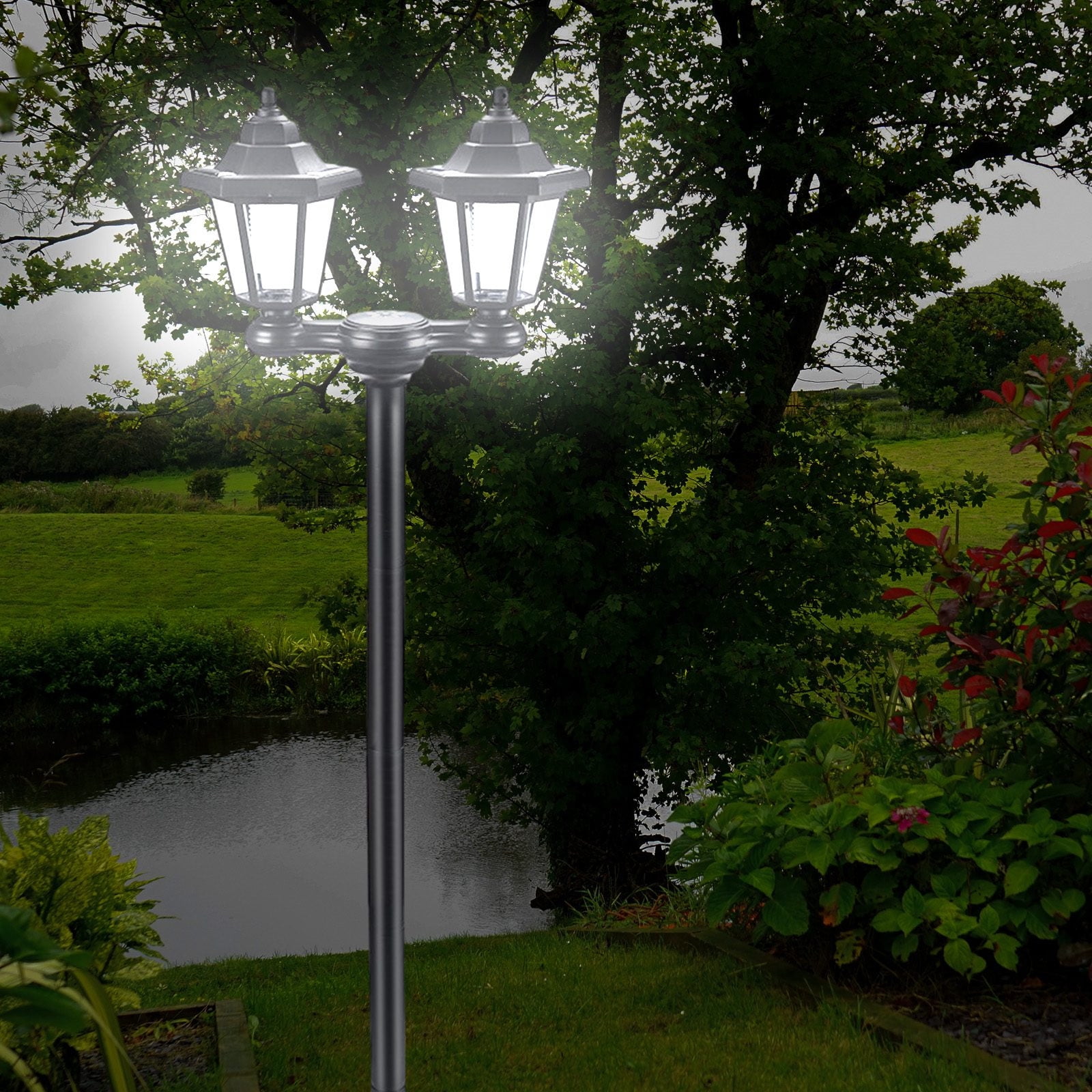 Outdoor Lamp Post Light Light Pole with Clear Glass Panels Waterproof ...
