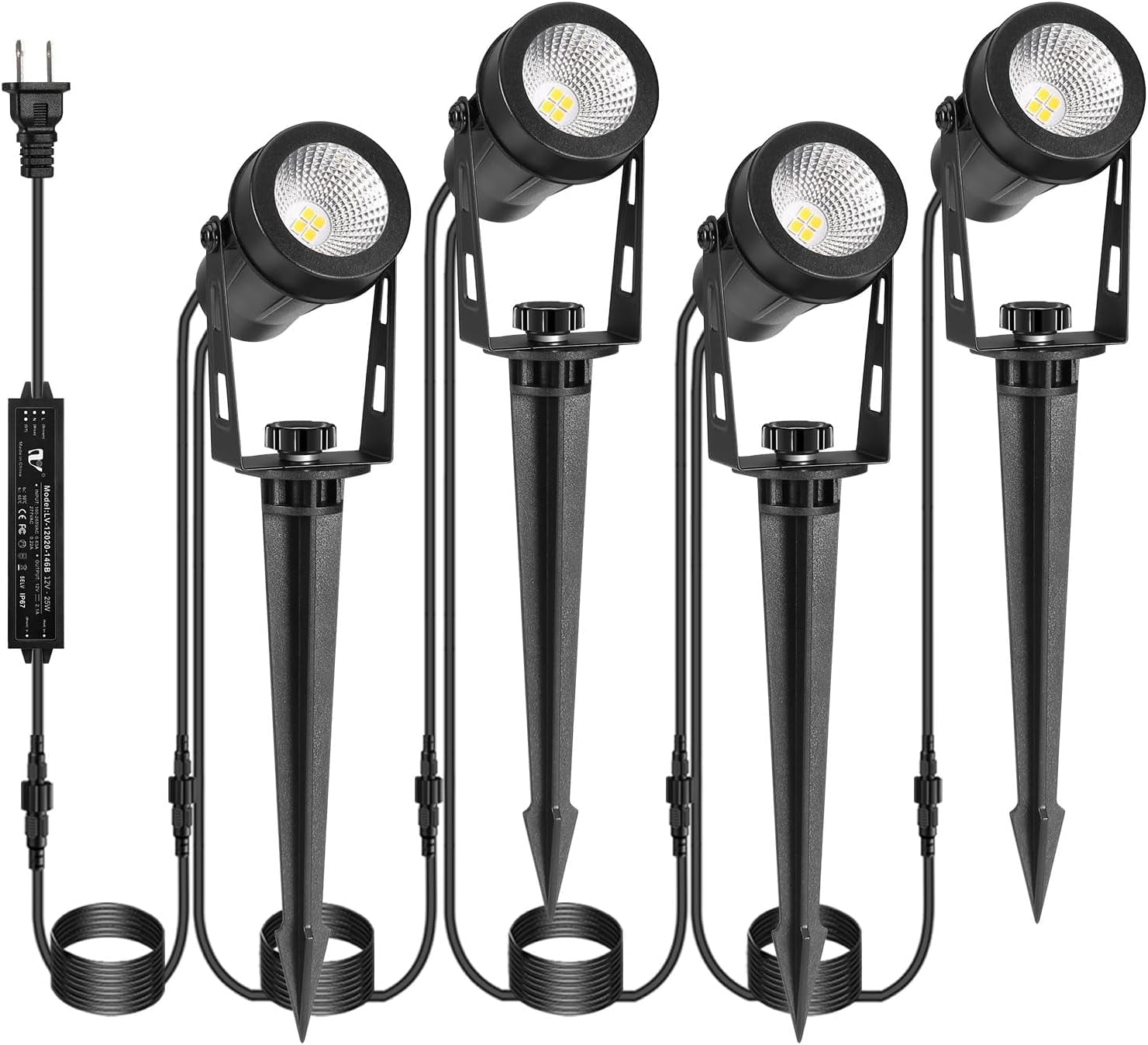 Outdoor Landscape Lighting, 4 Pack LED Outdoor Spot Lights with ...