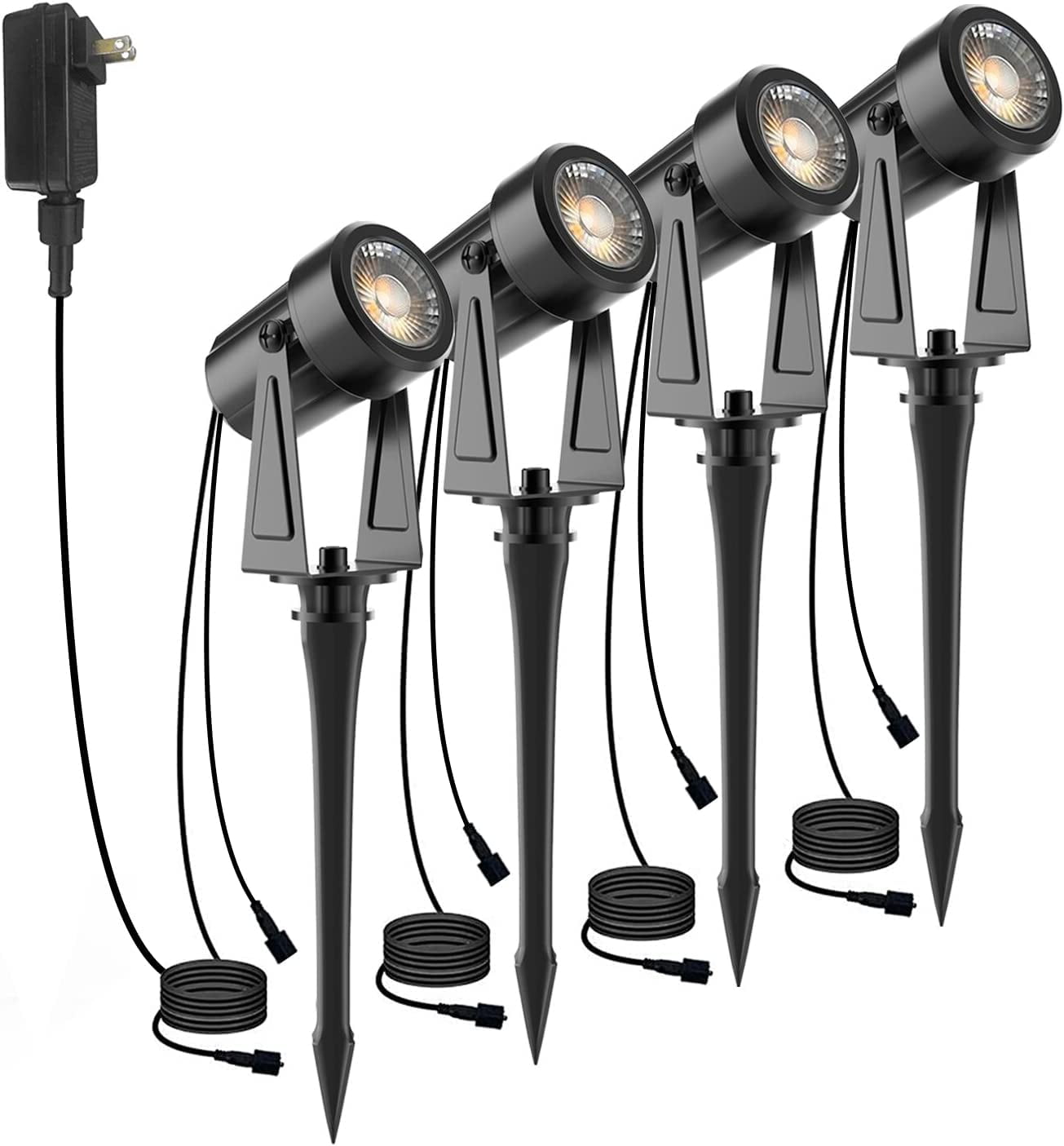 Outdoor Landscape Lighting, 4 Pack Outdoor Spot Lights with Transformer ...