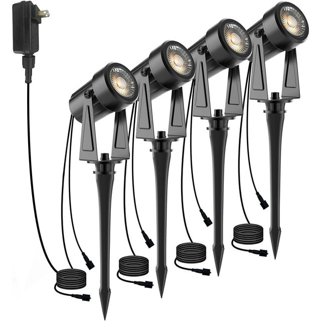 Outdoor Landscape Lighting, 4 Pack Outdoor Spot Lights with Transformer ...