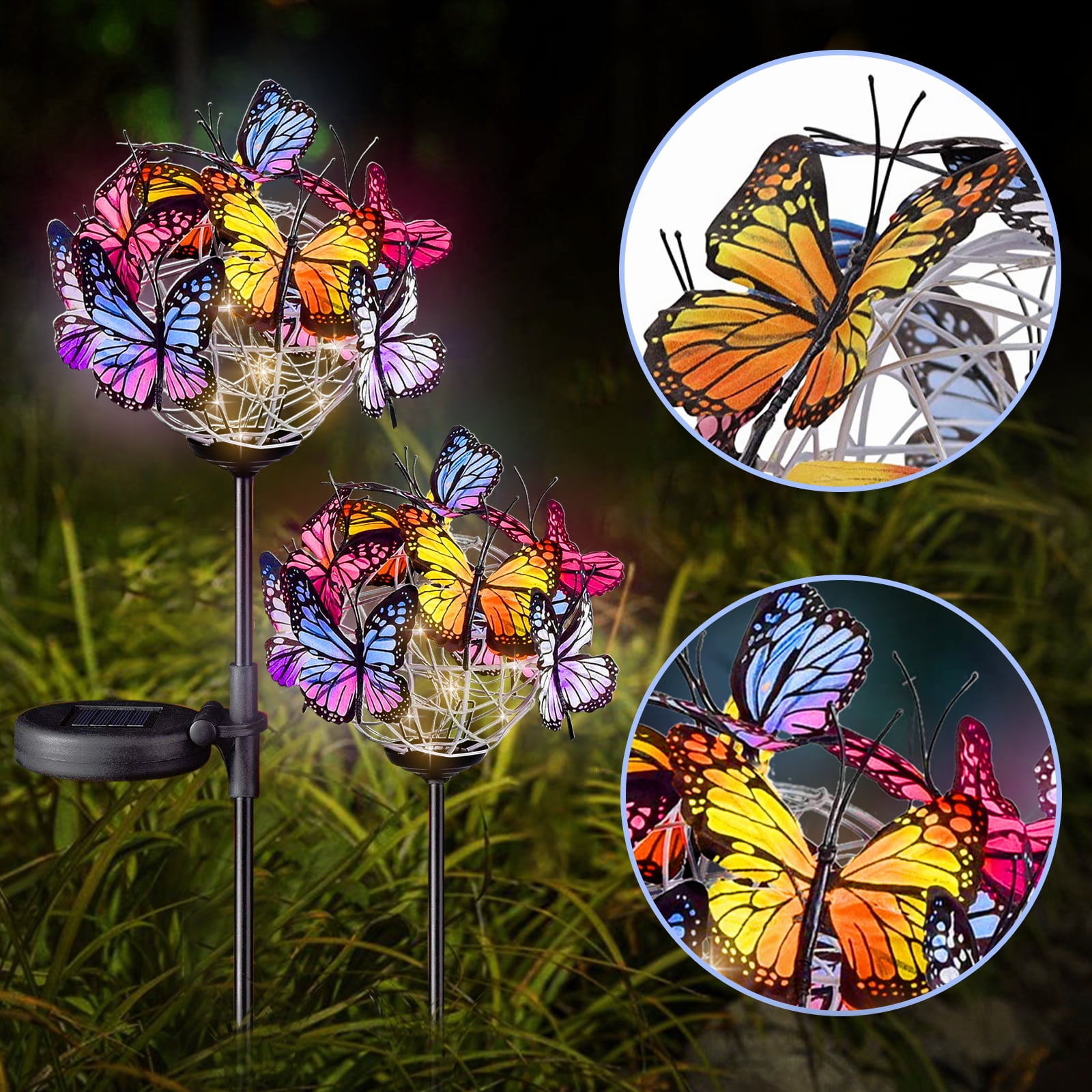 LED Decorative Solar Powered Butterfly Stake Lights, Outdoor ...