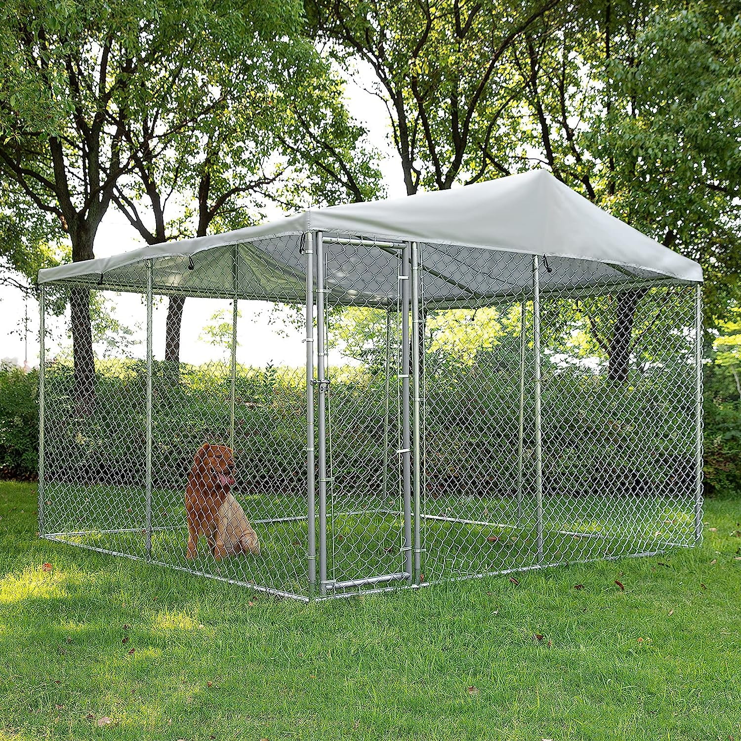 Outdoor Large Dog Kennel, Heavy Duty Dog Cage Pet House Galvanized ...