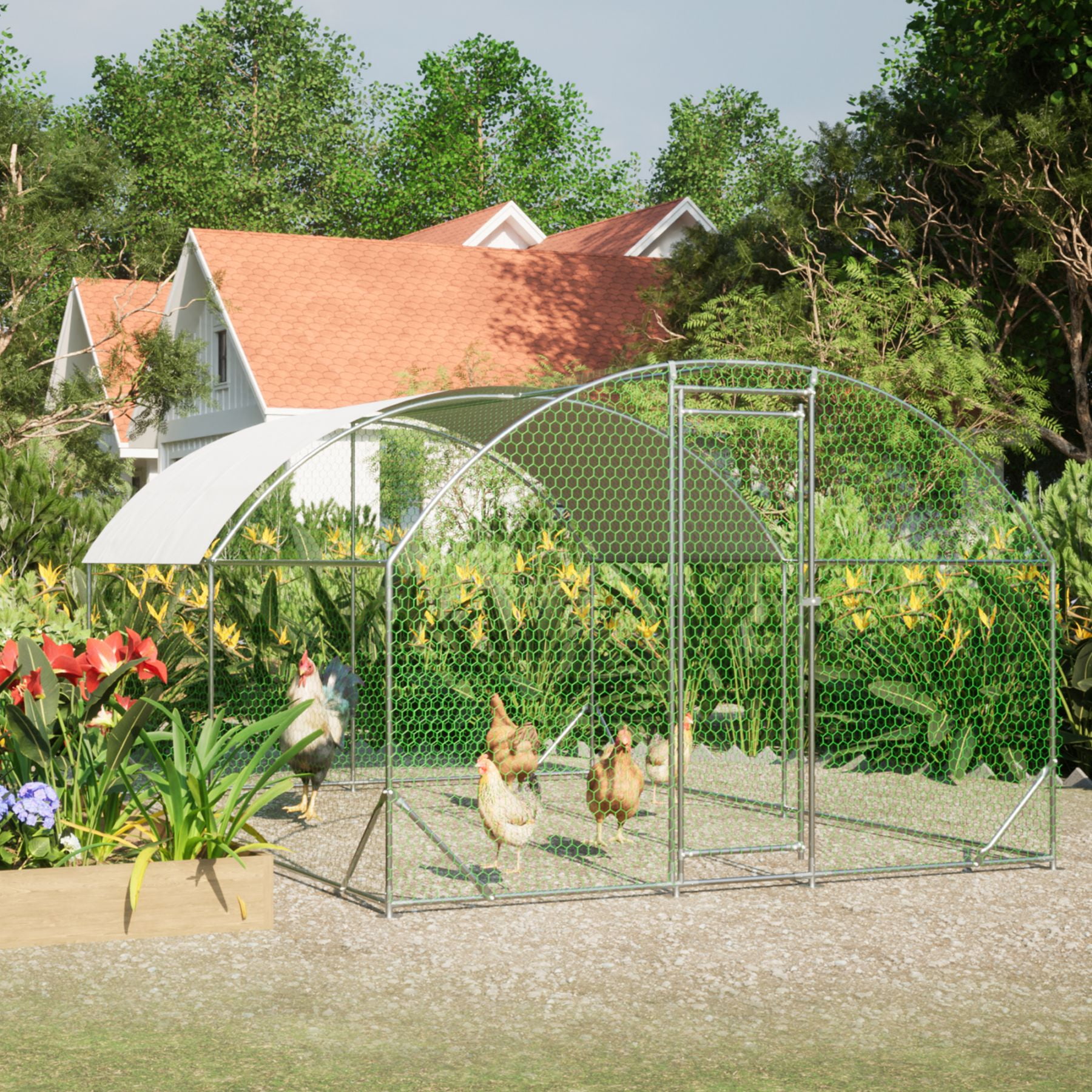 Outdoor Large Metal Chicken Coop,Walk-in Chicken Coops for 10-20 ...