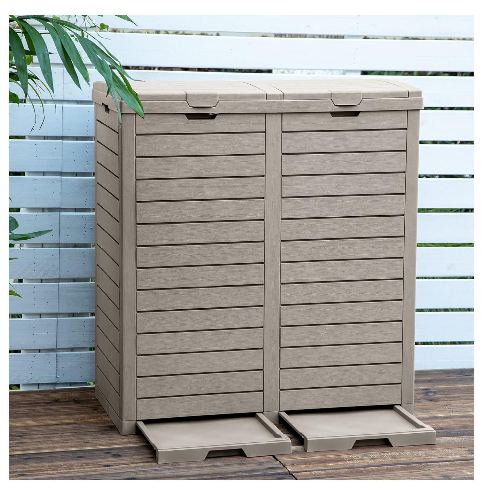 Outdoor Large Resin Trash Can, 76 Gallon Classified Hideaway Garbage ...