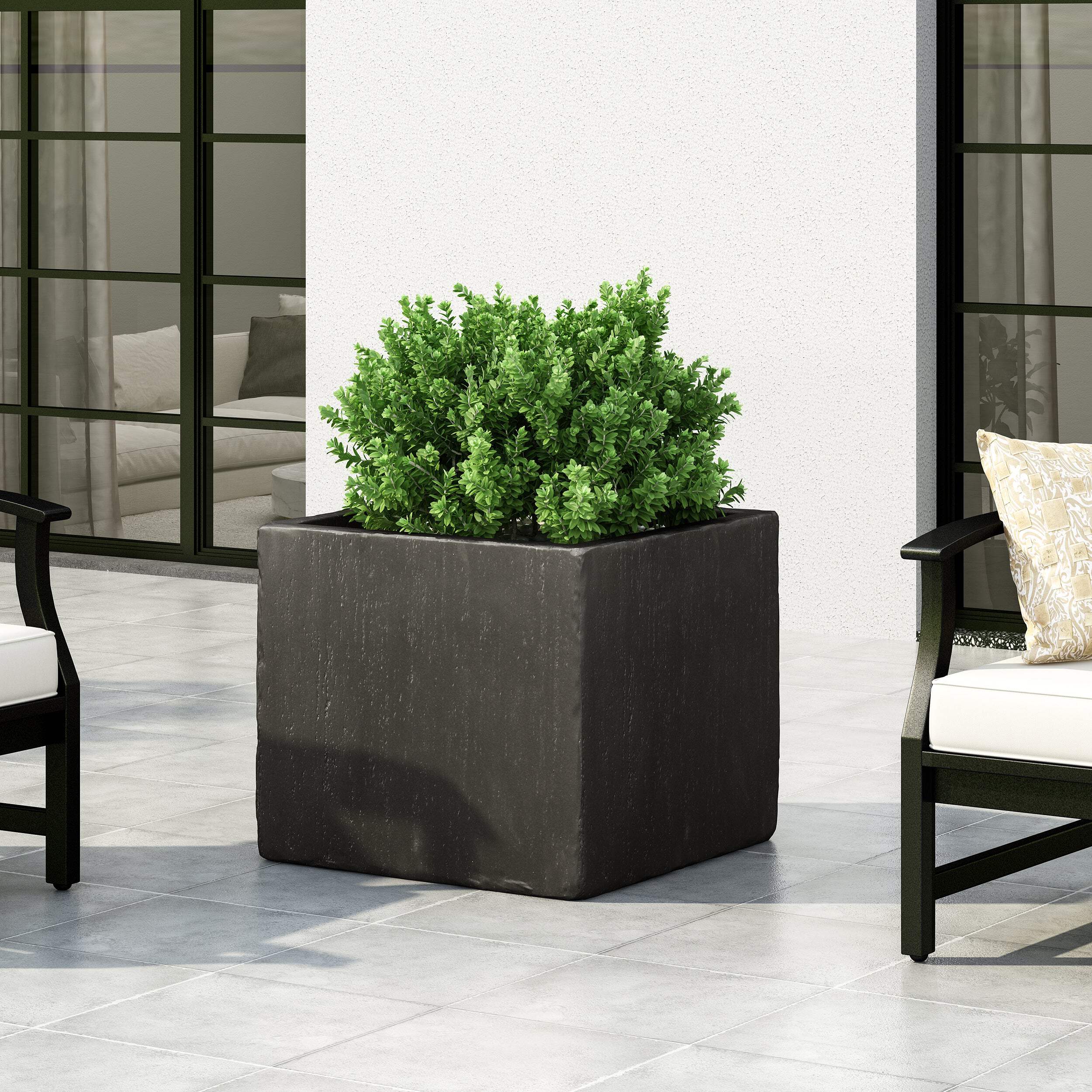Outdoor Large Square Mgo Planter Black Magnesium Oxide - Walmart.com
