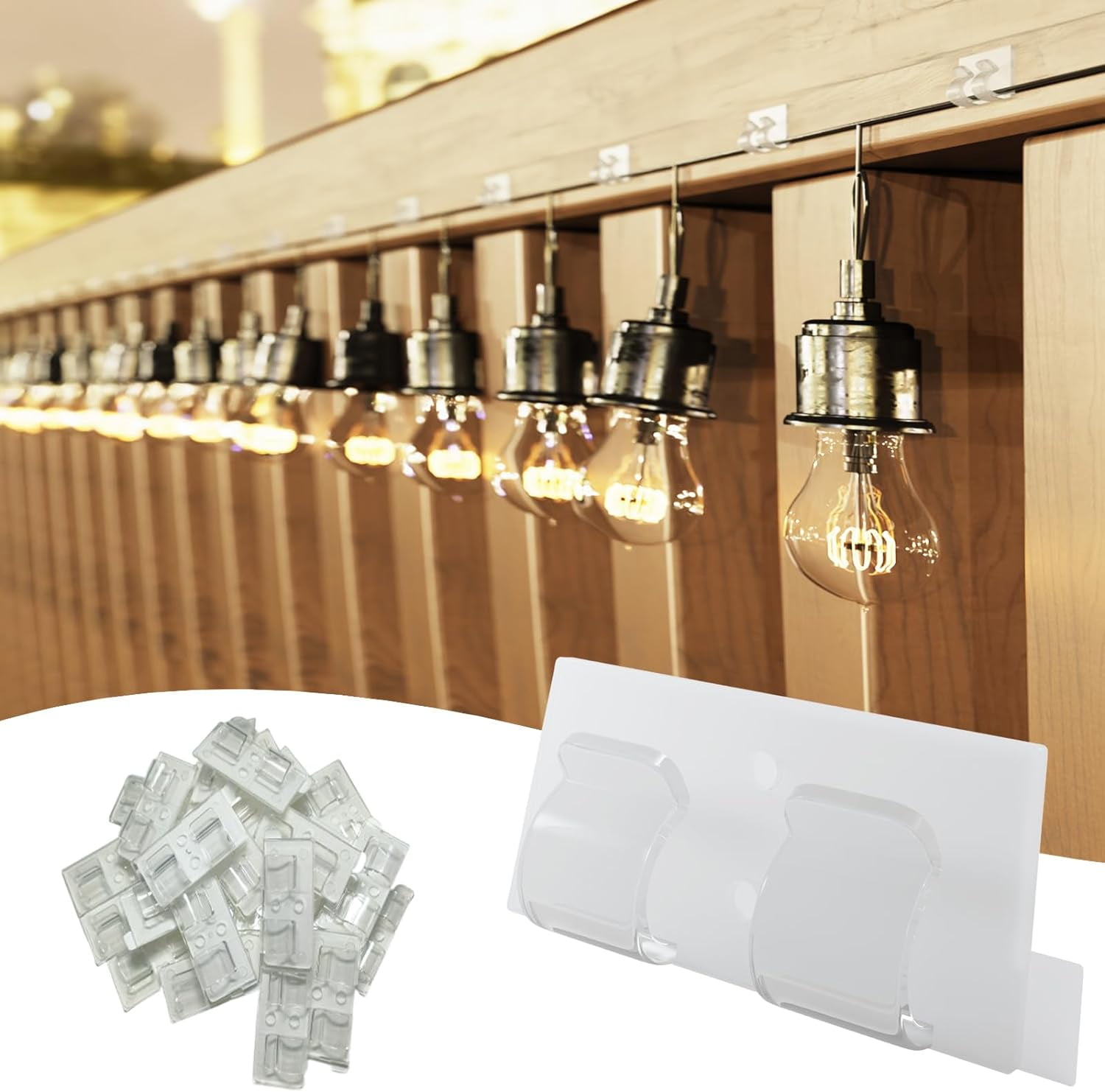 Outdoor Light Clips - 25 Clear Hooks with Waterproof Adhesive Strips ...