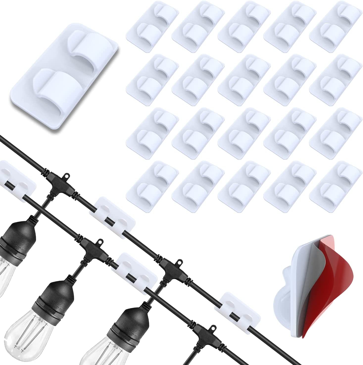 Outdoor Light Clips White 20pcs - Hooks for Hanging Heavy Duty Patio ...