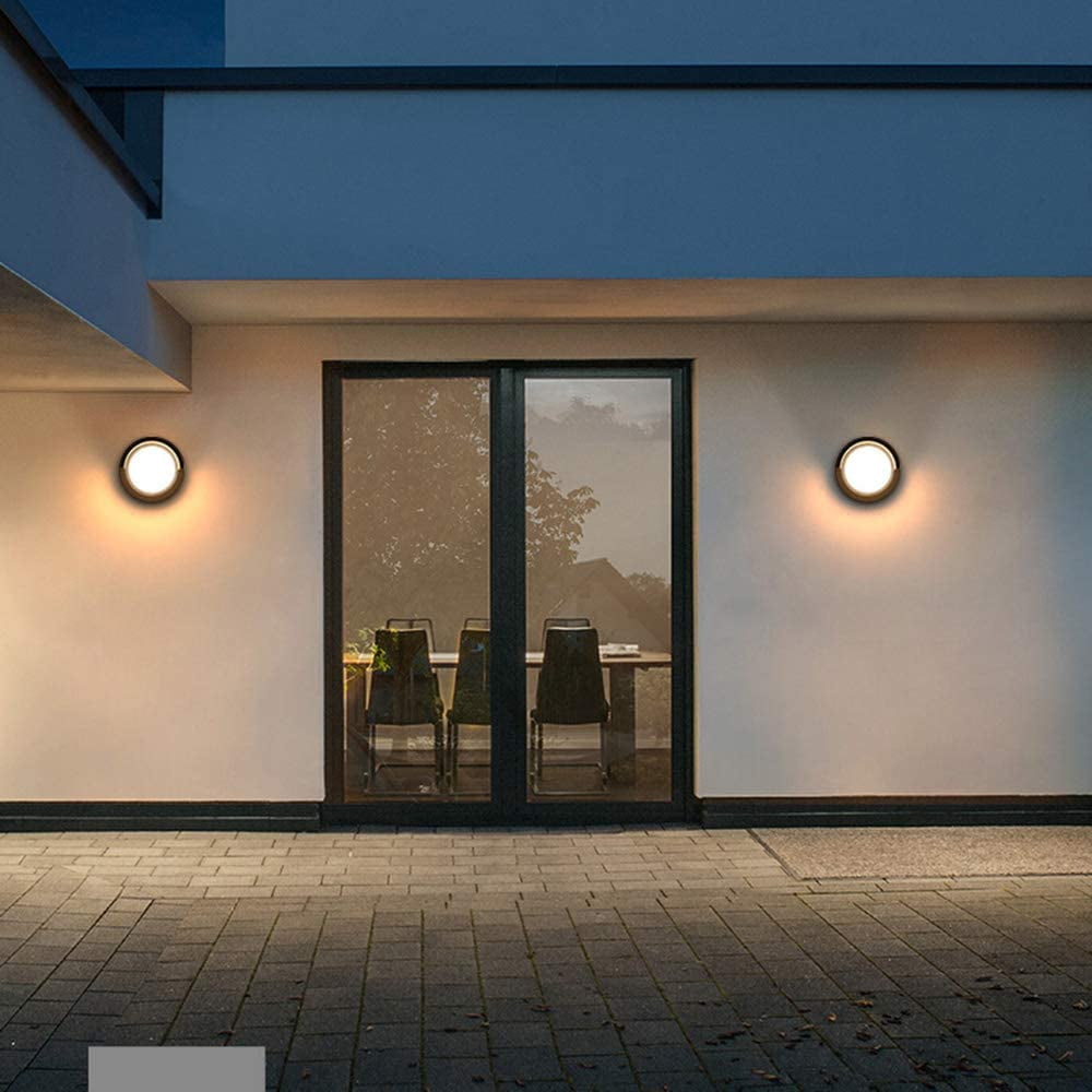 Outdoor Light Fixture, Clear & Frosted Glass Round Outdoor LED Wall ...