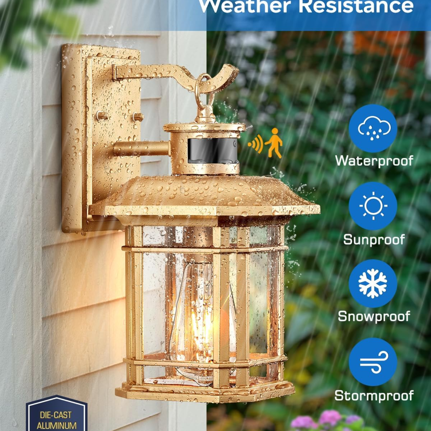 Outdoor Light Fixture With Motion Sensor, Dusk To Dawn Modern Exterior ...