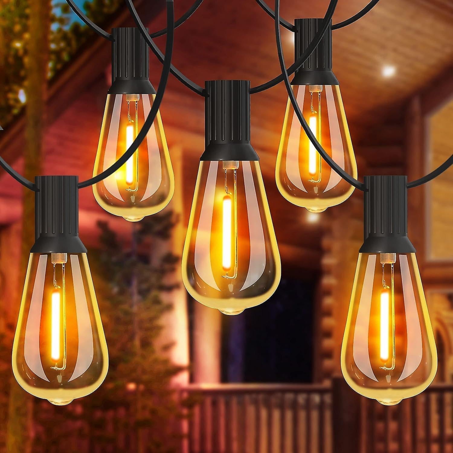 Outdoor Light String, 30m Led String Lights With St38 Bulbs, 2200k Warm ...