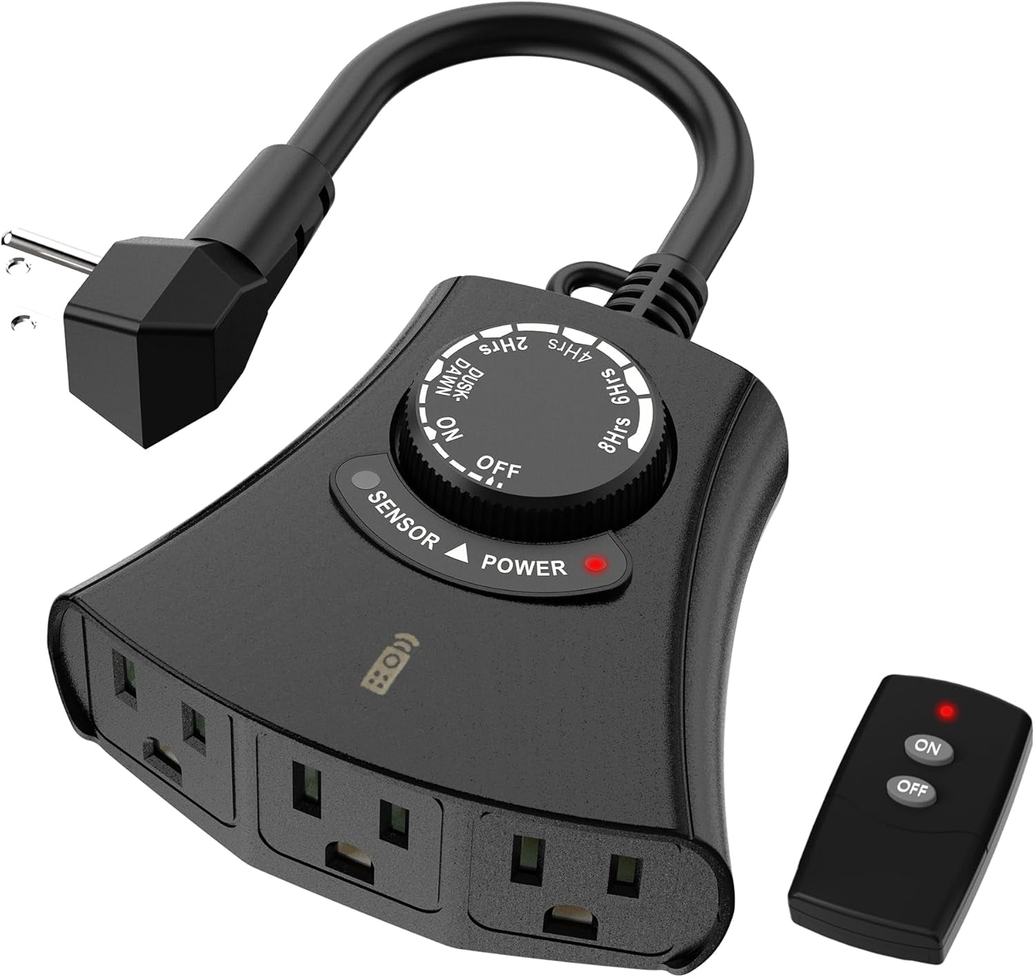 Outdoor Light Timer with Remote Control, Waterproof Light Sensor Timer ...