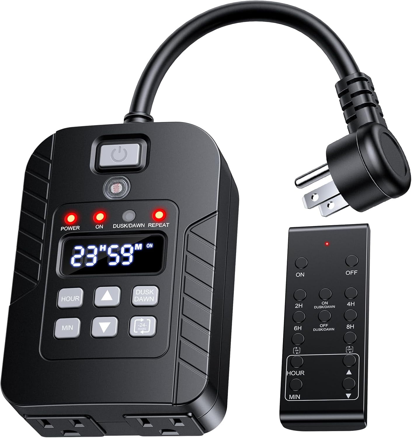 Outdoor Light Timer Waterproof, Remote Control Dusk to Dawn Sensor ...