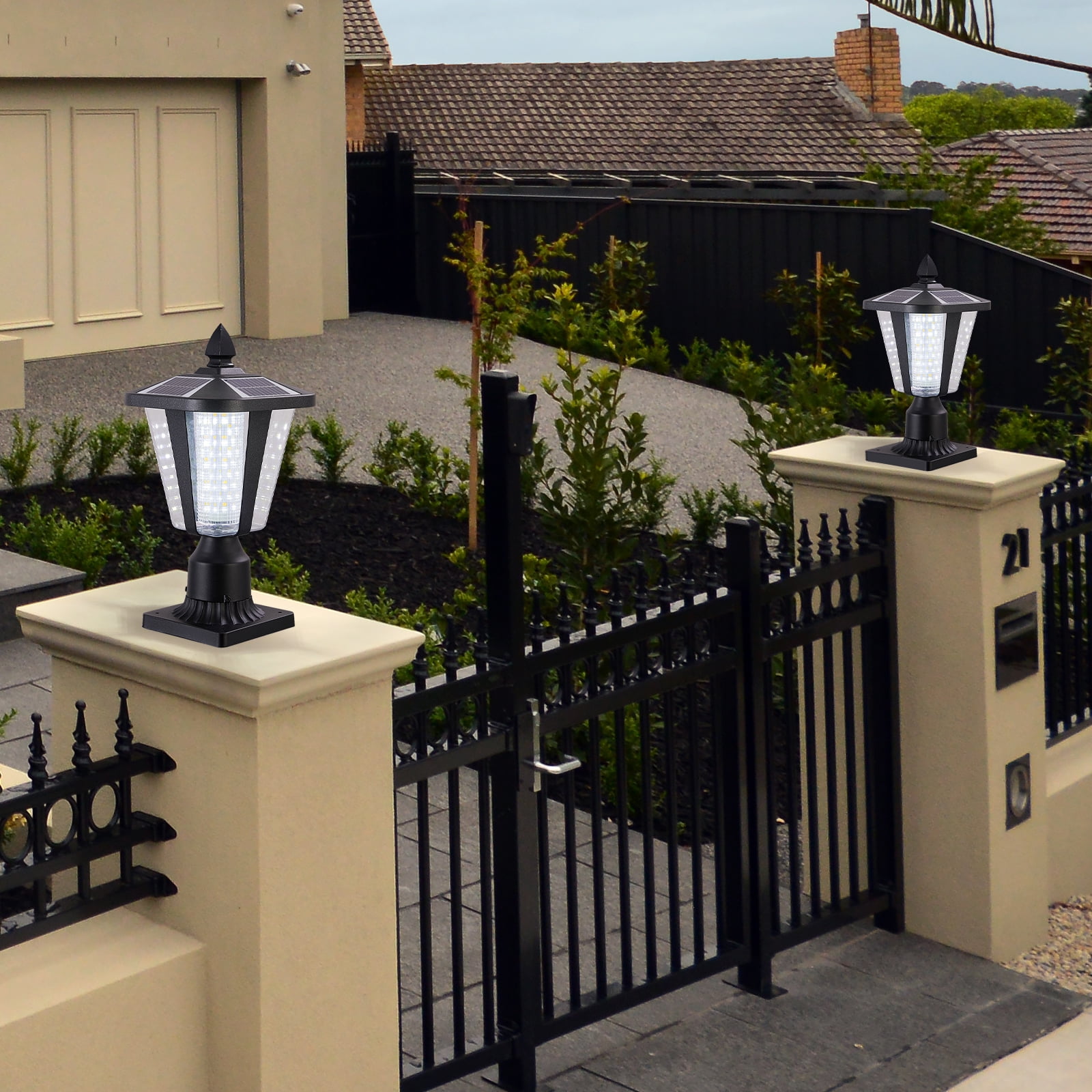Outdoor Lighting 15"(H) Solar Powered Outdoor Lantern, Modern Garden ...