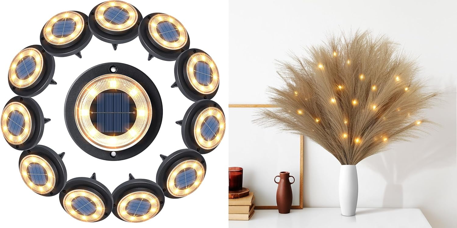 Outdoor Lighting & Decor Combo - Solar Ground Lights with Battery ...