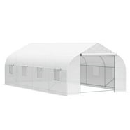 Quictent 20'x10'x6.6' Walk-in Greenhouse, Heavy Duty Steel Frame, PE Cover, 2 Zipper Doors ...