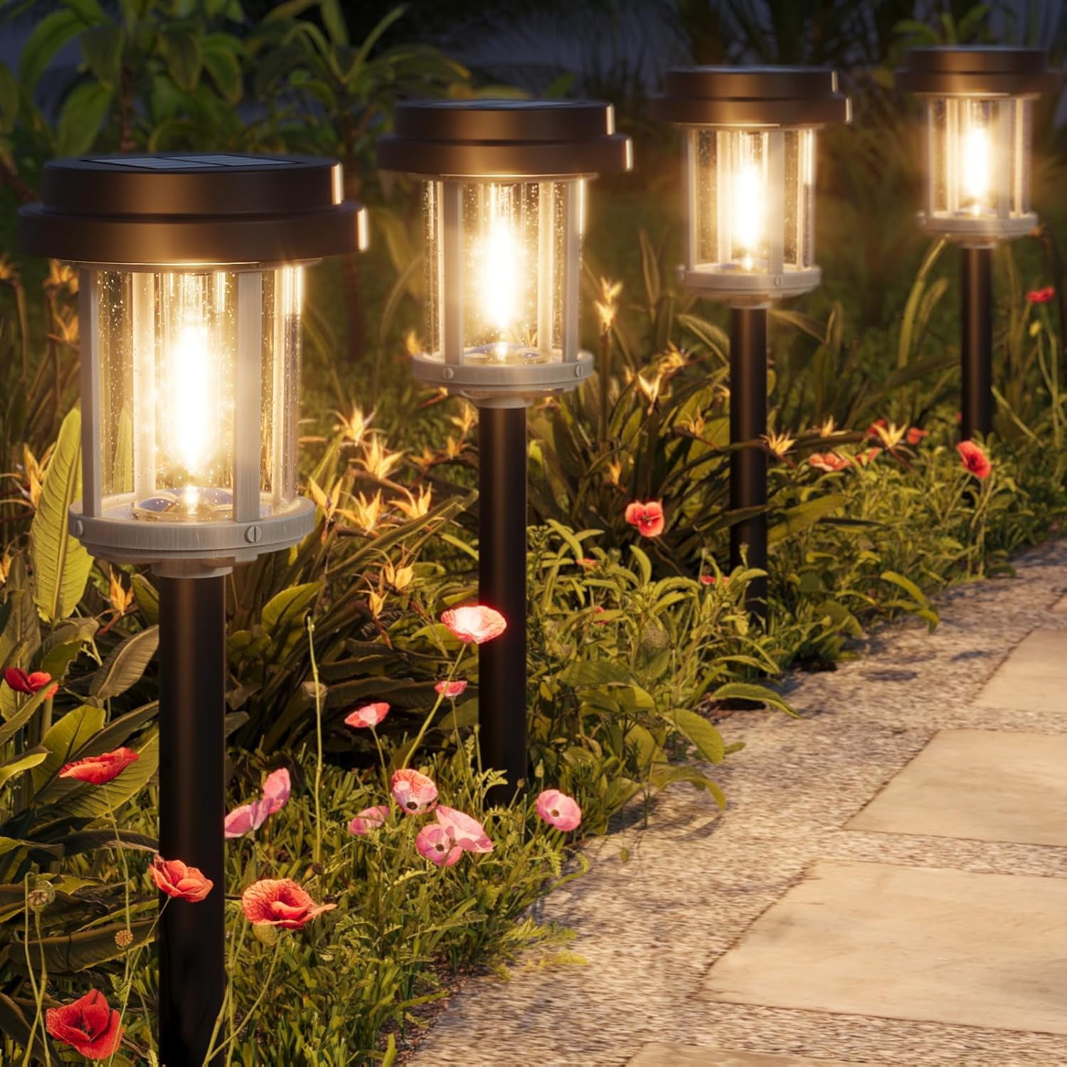 Outdoor Lights 15 LM LED Garden Lights with 2-Tone Black & Grey, Seeded ...