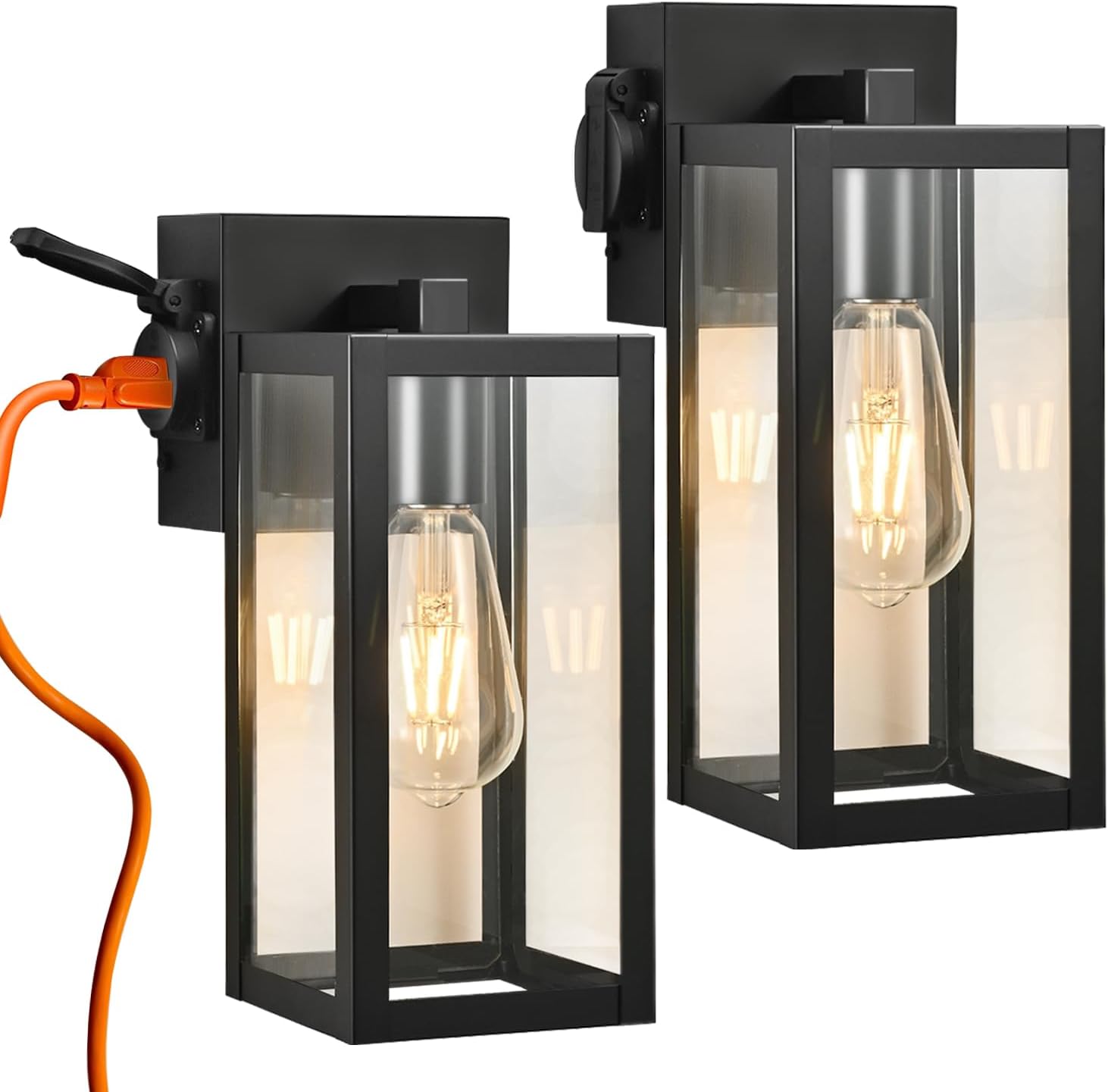 Outdoor Lights with Outlet, Wall Lantern Porch Light Fixtures Exterior ...
