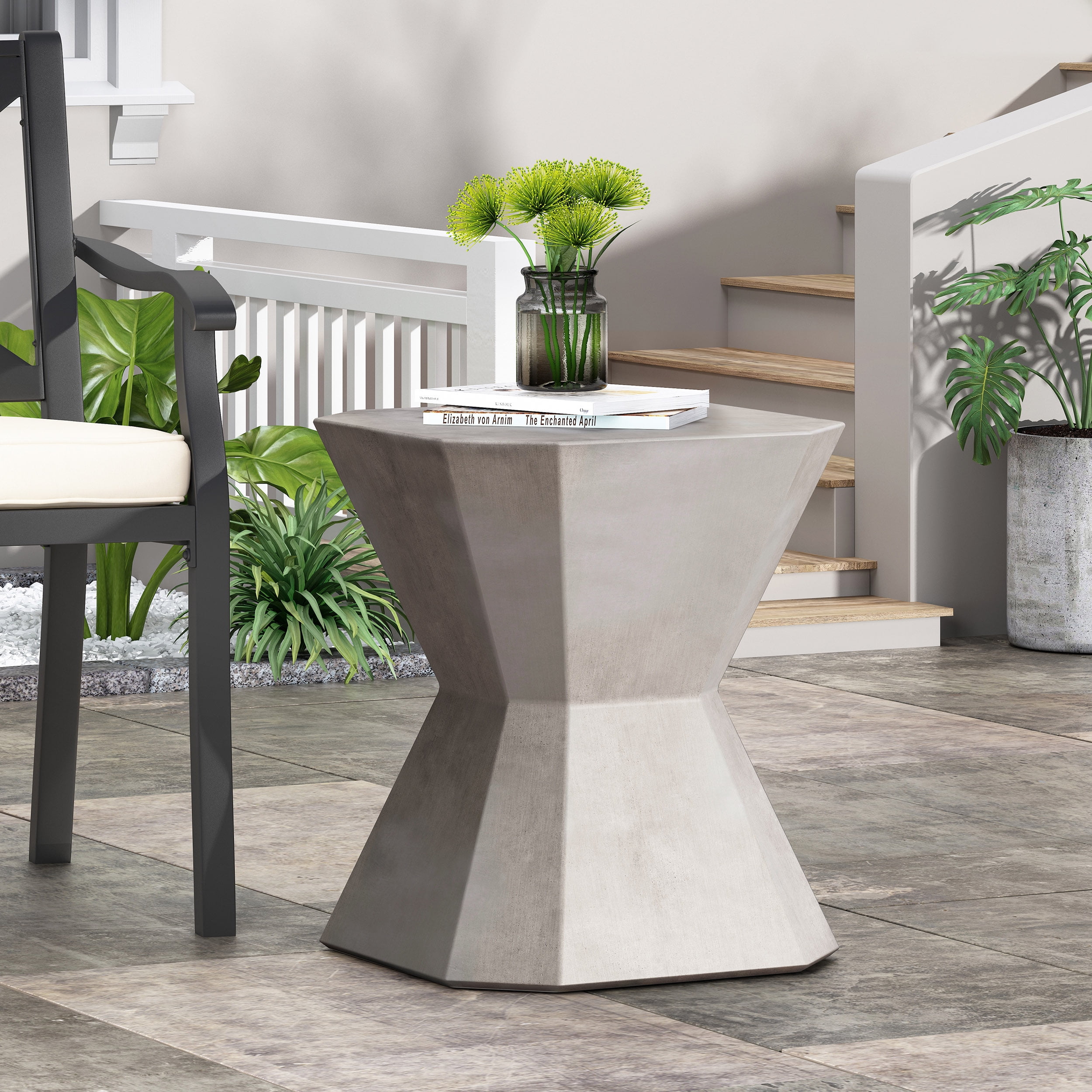 Outdoor Lightweight Concrete Side Table,Natural Magnesium Oxide Garden ...