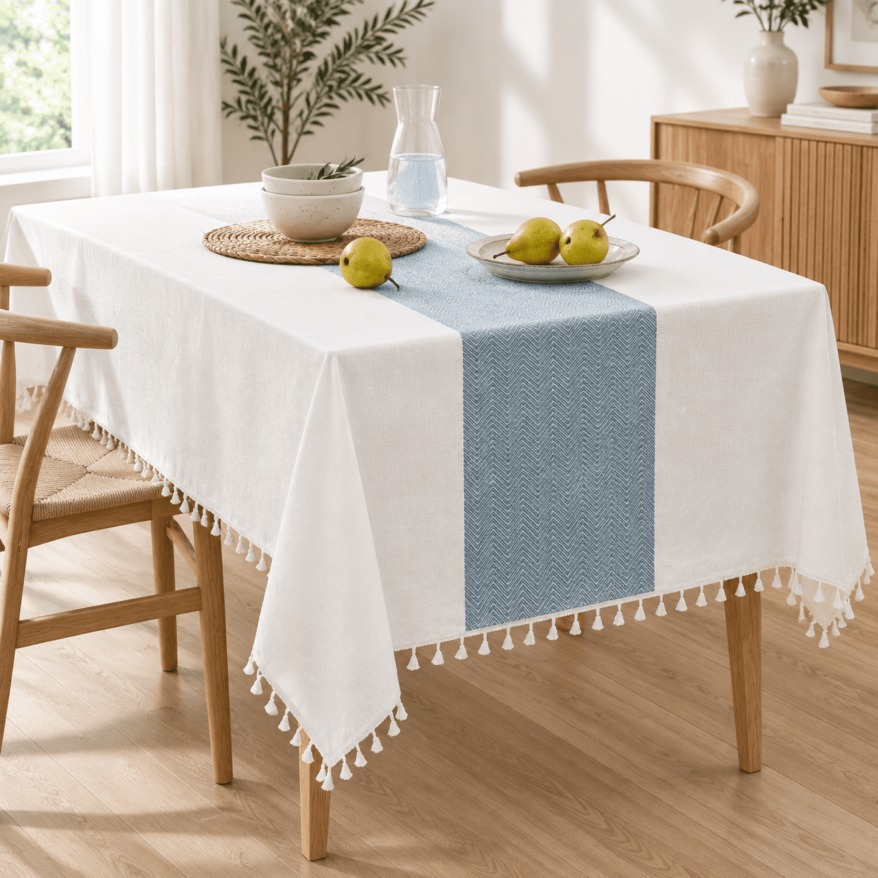 Outdoor Linen Rectangle Tablecloth With Tassel 55 X 102 Inch - Walmart.com