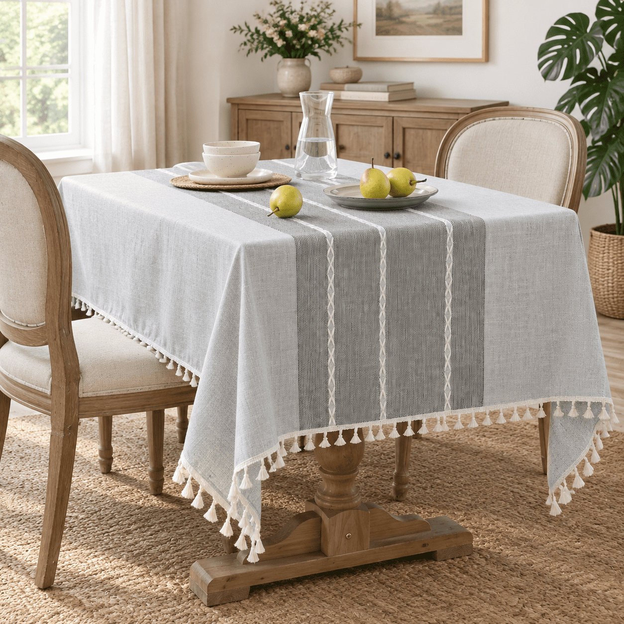 Outdoor Linen Rectangle Tablecloth With Tassel 55 X 102 Inch - Walmart.com