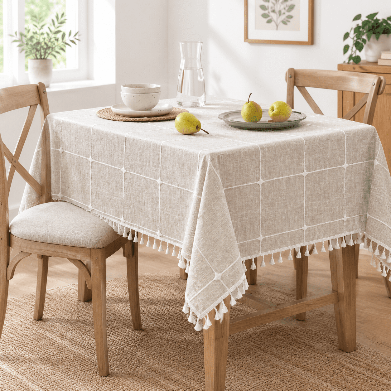 Outdoor Linen Rectangle Tablecloth With Tassel 55 X 102 Inch - Walmart.com
