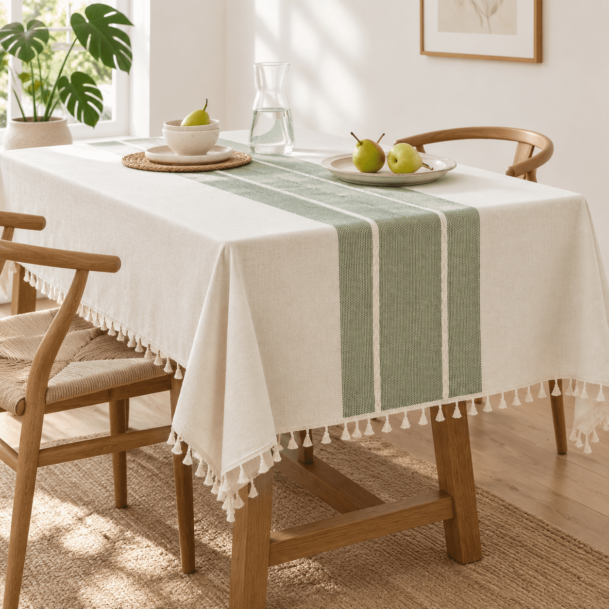 Outdoor Linen Rectangle Tablecloth With Tassel 55 X 102 Inch - Walmart.com