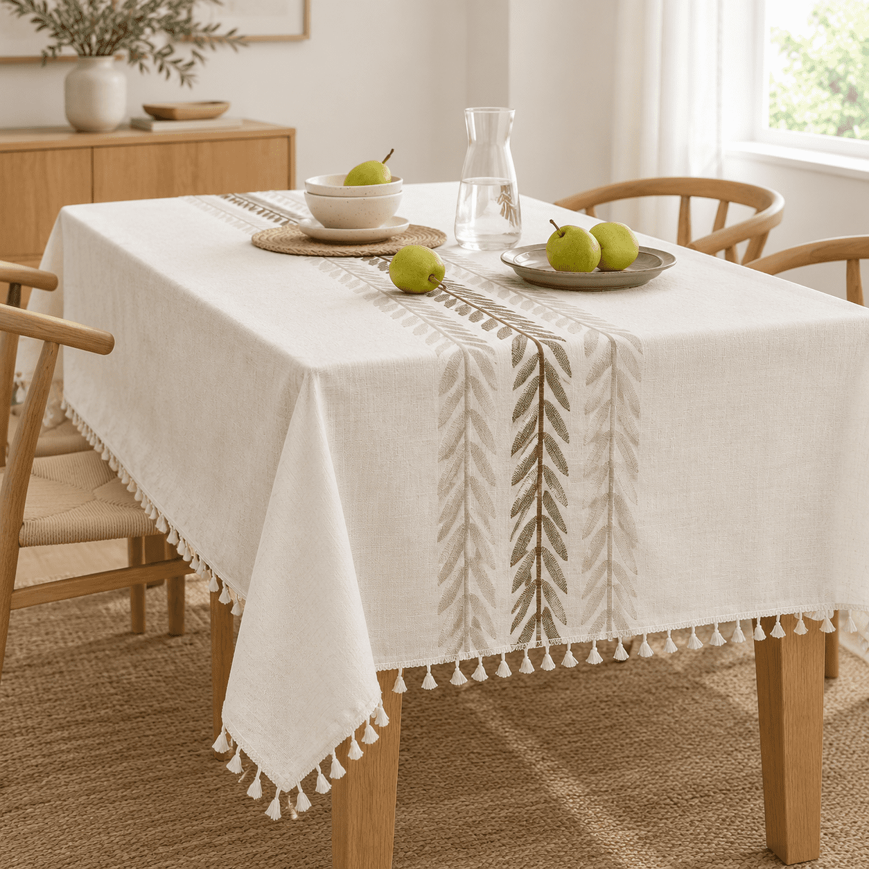Outdoor Linen Rectangle Tablecloth With Tassel 55 X 102 Inch - Walmart.com