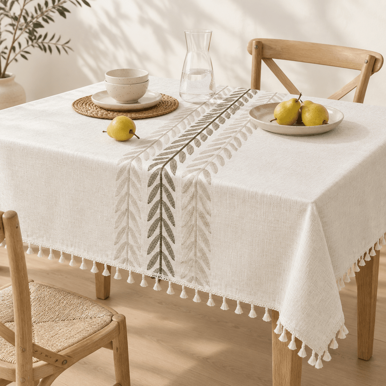 Outdoor Linen Rectangle Tablecloth With Tassel 55 X 120 Inch - Walmart.com