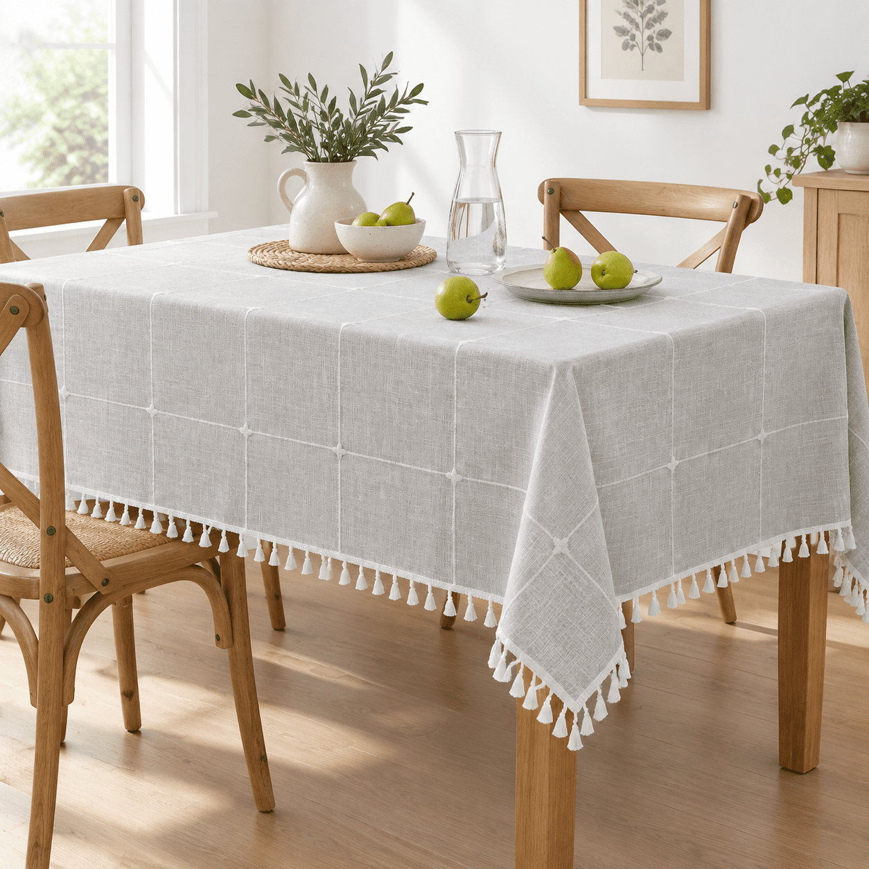 Outdoor Linen Rectangle Tablecloth With Tassel 55 X 84 Inch - Walmart.com