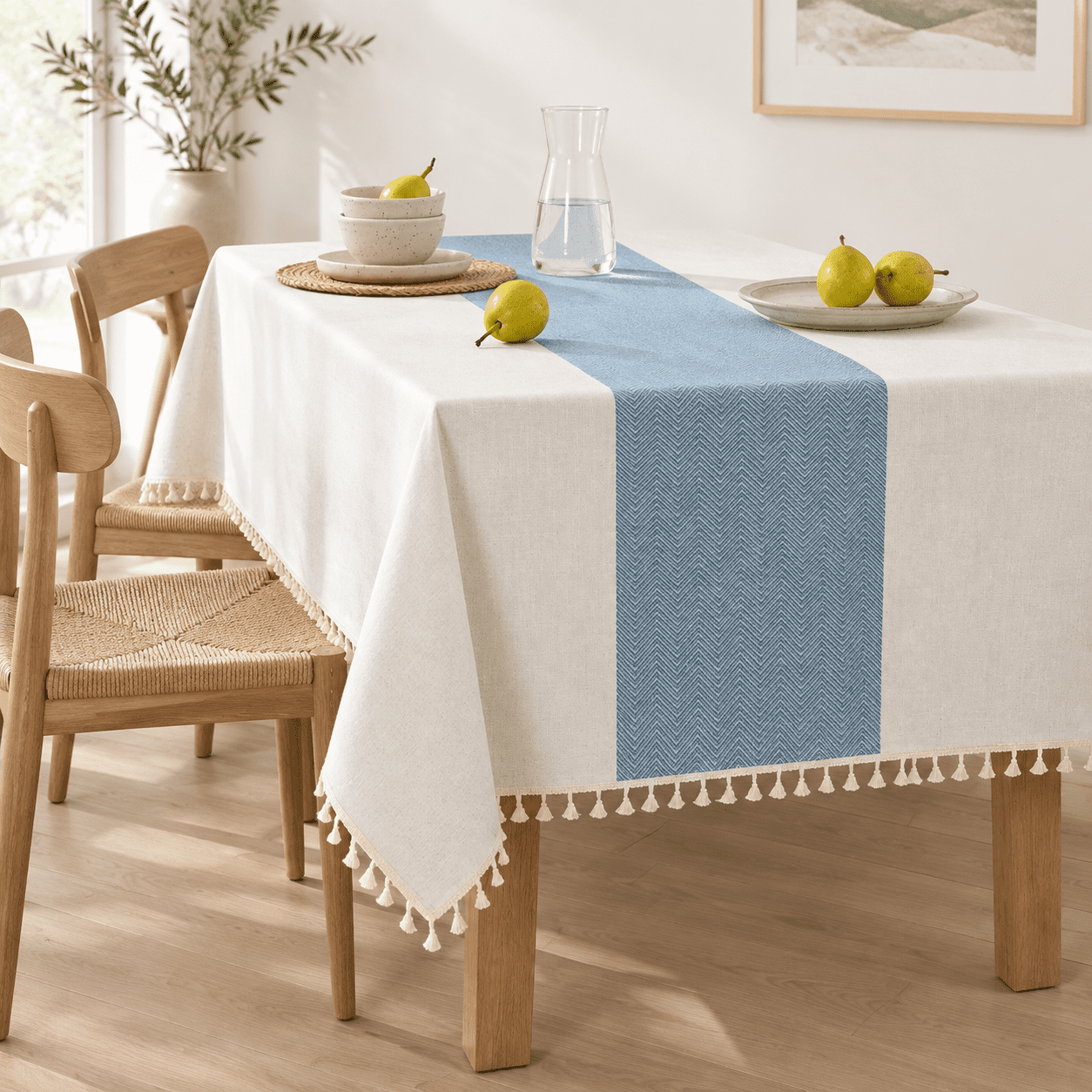 Outdoor Linen Rectangle Tablecloth With Tassel 55 X 84 Inch - Walmart.com