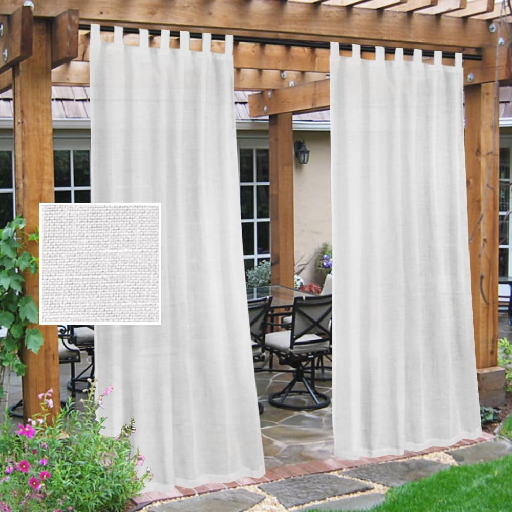 Outdoor Linen Sheer Curtains for Patio Waterproof - Indoor/Outdoor ...