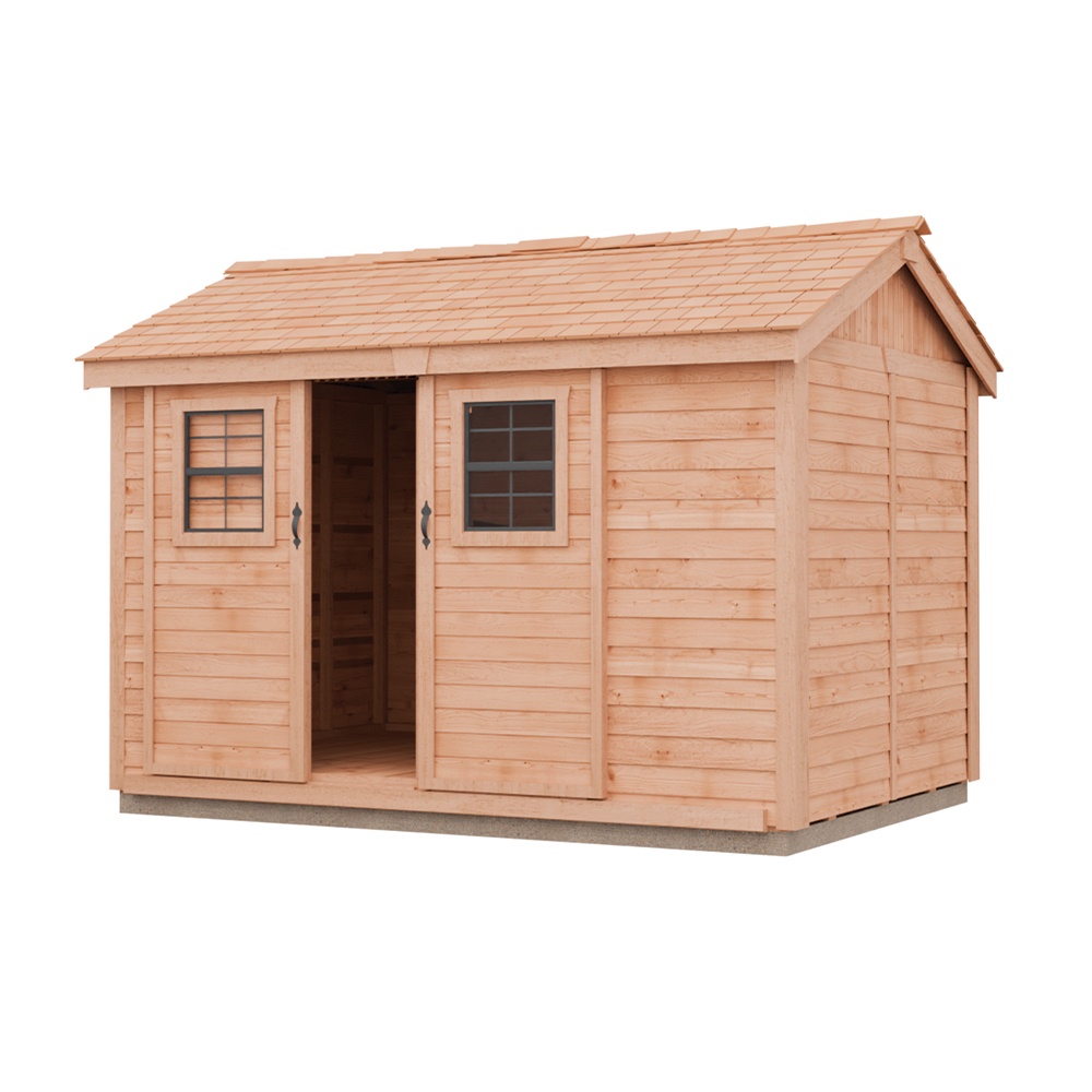 Outdoor Living Today 12x8 Western Red Cedar Cabana Shed Sliding Door ...