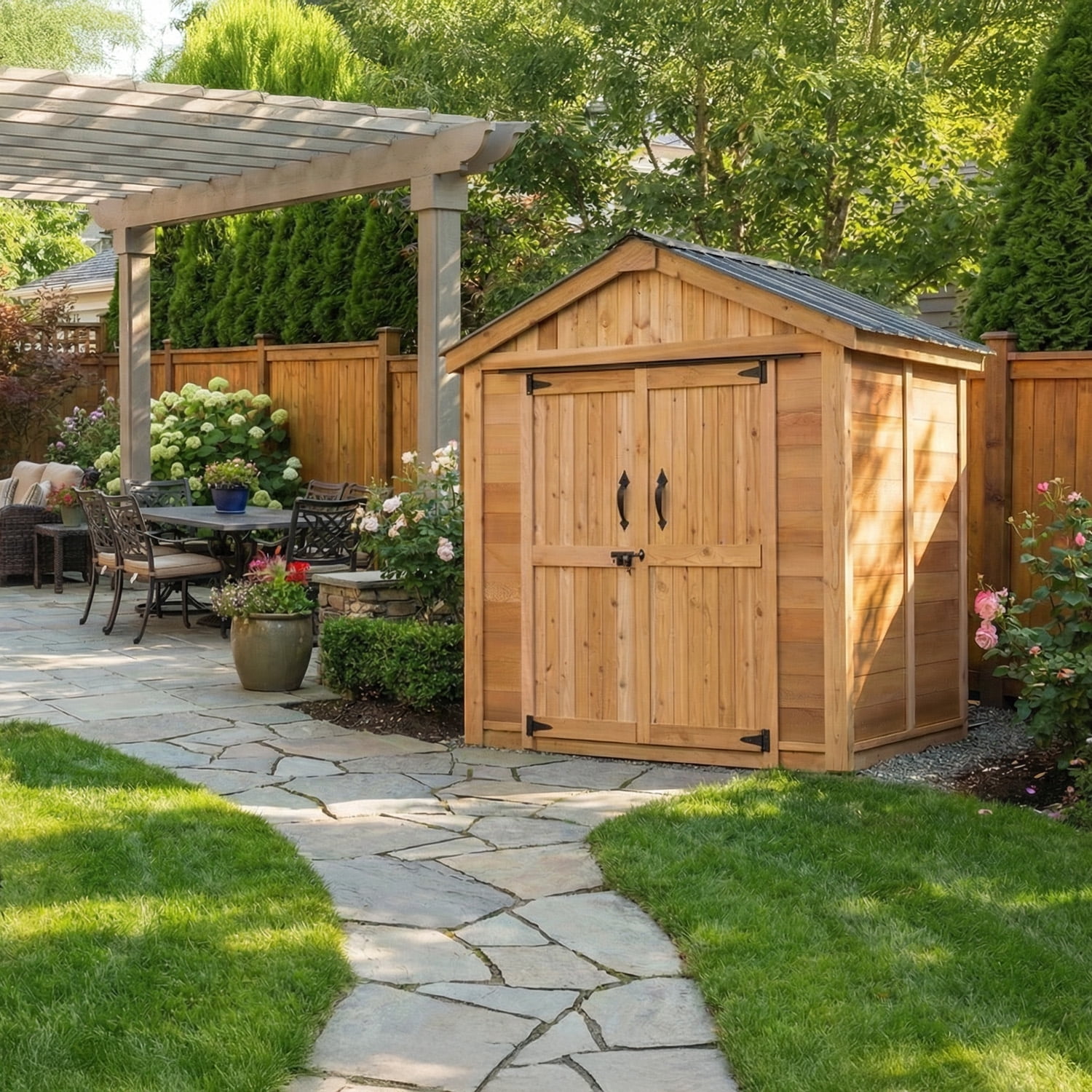 Outdoor Living Today 6x4 Western Red Cedar Space Master Shed Double ...